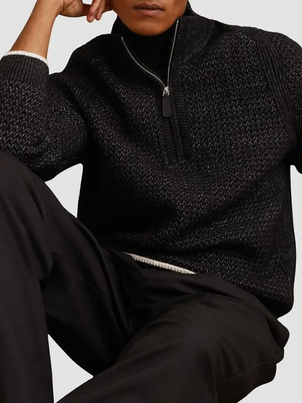 REISS Stockdale Half-zip Sweater - Black