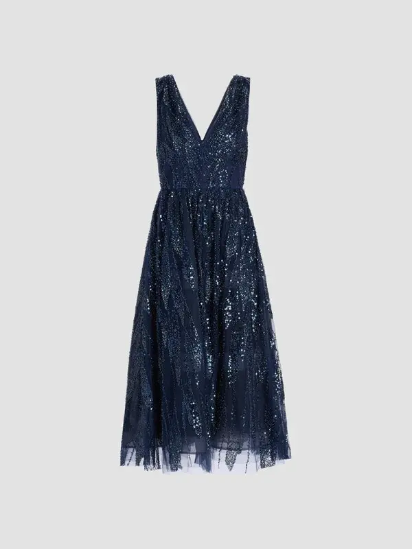 MILLY Tinsley Embroidered V-neck Dress
