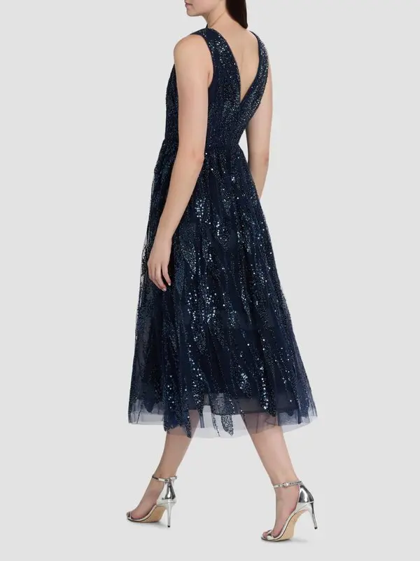 MILLY Tinsley Embroidered V-neck Dress