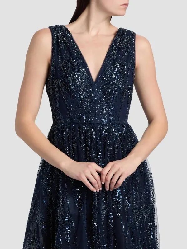 MILLY Tinsley Embroidered V-neck Dress