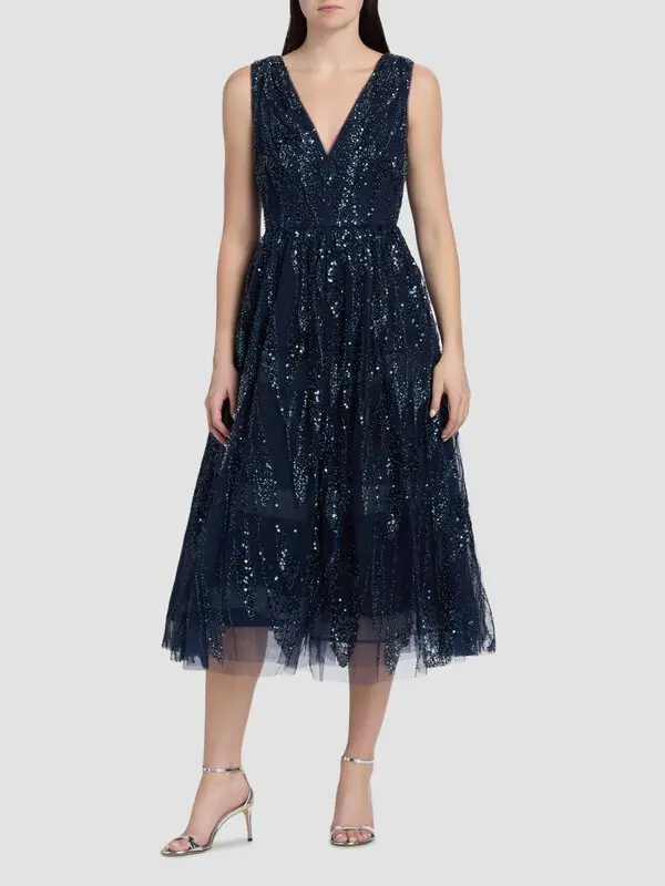MILLY Tinsley Embroidered V-neck Dress