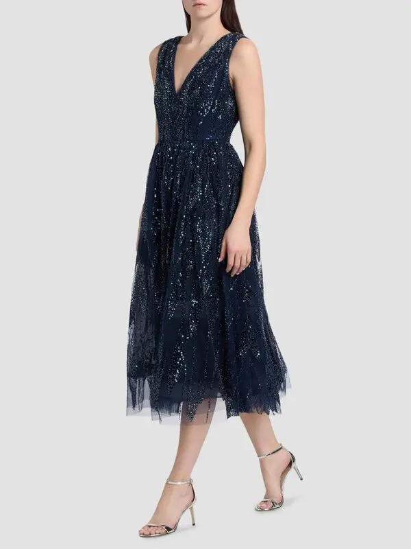 MILLY Tinsley Embroidered V-neck Dress