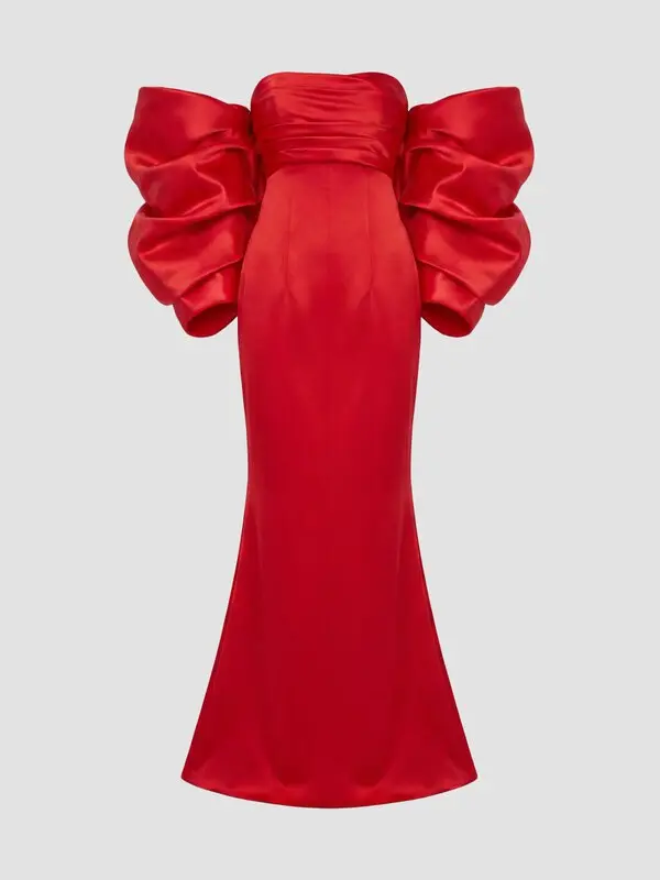 Mac Duggal Oversized Bow Satin Gown