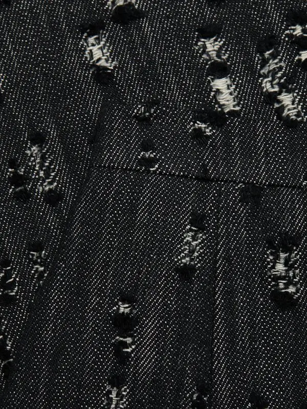 Michael Kors Frayed Denim Pencil Midi-skirt