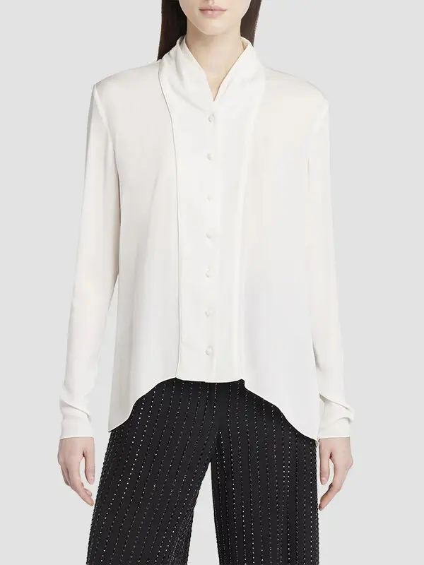 Giorgio Armani Silk Georgette Shawl-collar Blouse