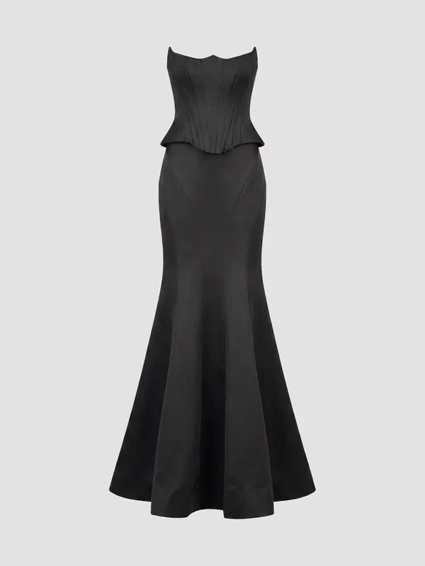 Mac Duggal Satin Strapless Trumpet Gown