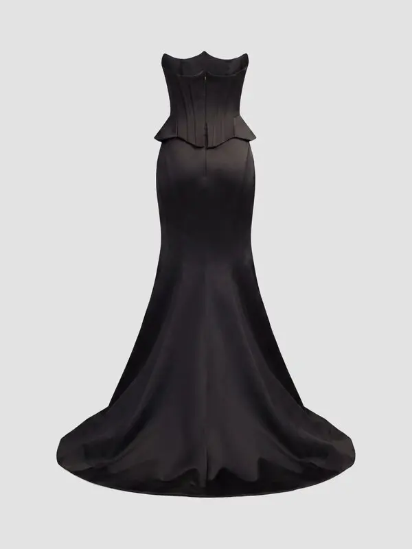 Mac Duggal Satin Strapless Trumpet Gown