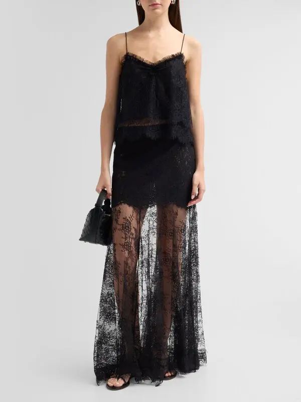 LoveShackFancy Carline Lace Maxi Skirt