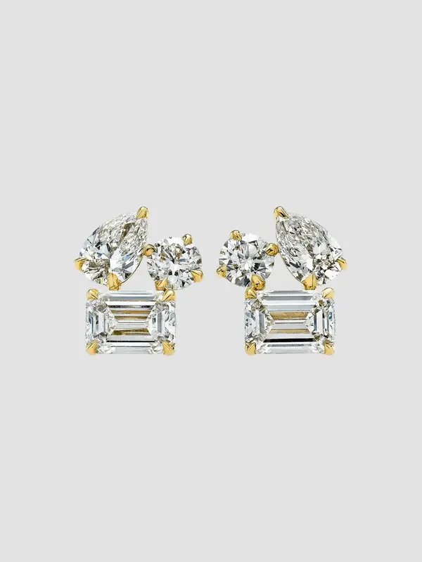 DIAMONDS AT SAKS FIFTH AVENUE 18k Gold & 3.65 Tcw Diamond Cluster Stud Earrings - Yellow