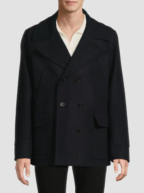 PALTO' Fiorentina Wool Blend Regular-fit Peacoat