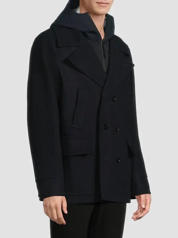 PALTO' Fiorentina Wool Blend Regular-fit Peacoat