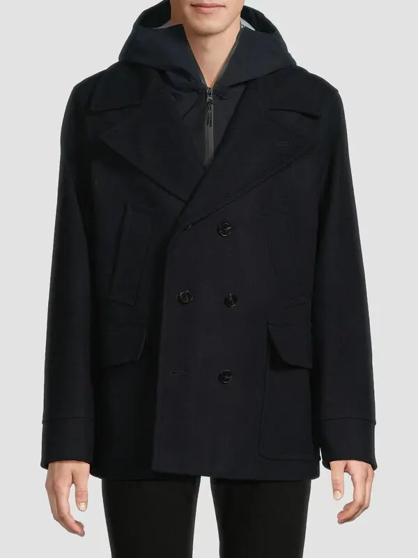 PALTO' Fiorentina Wool Blend Regular-fit Peacoat