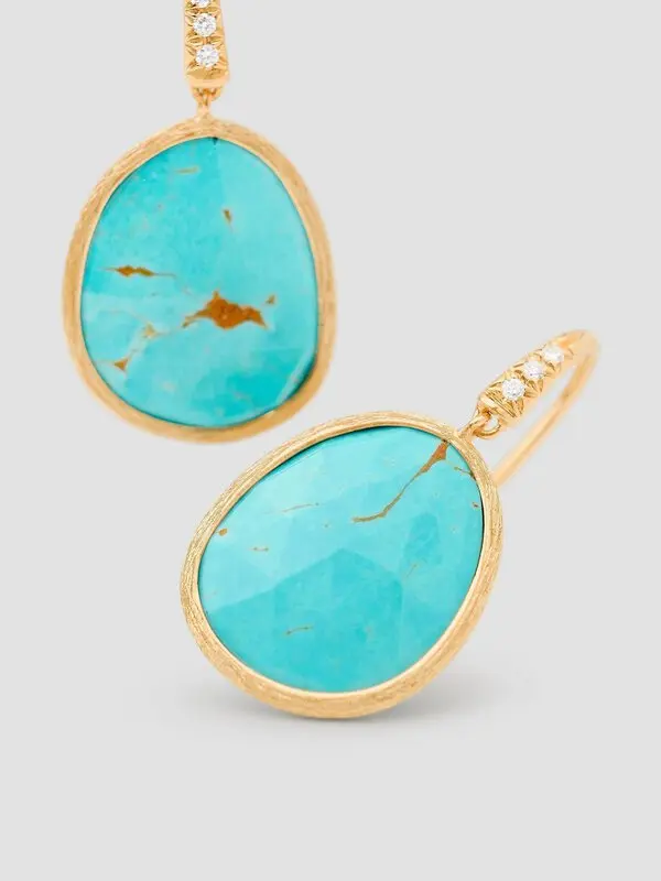 Marco Bicego 18k Diamond & Turquoise Jaipur Color Drop Earrings - Gold