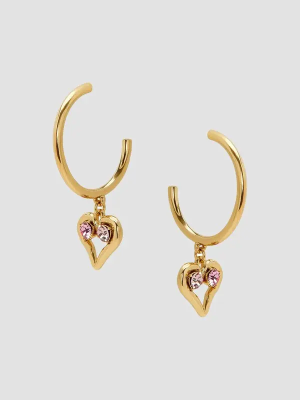 Oscar De La Renta 14k-gold-plated & Glass Crystal Heart Drop Earrings - Light Rose