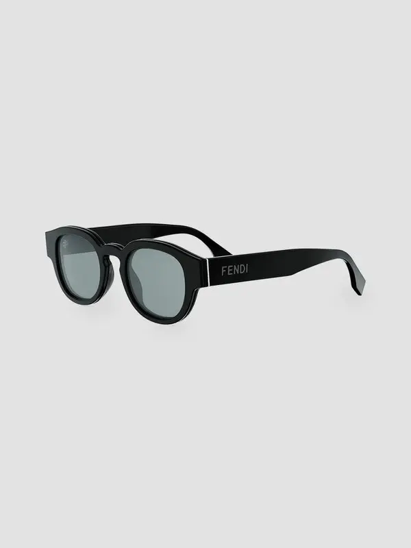 Fendi Signature 48mm Round Sunglasses - Black