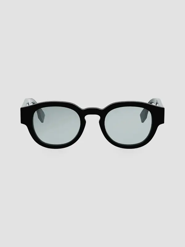 Fendi Signature 48mm Round Sunglasses - Black