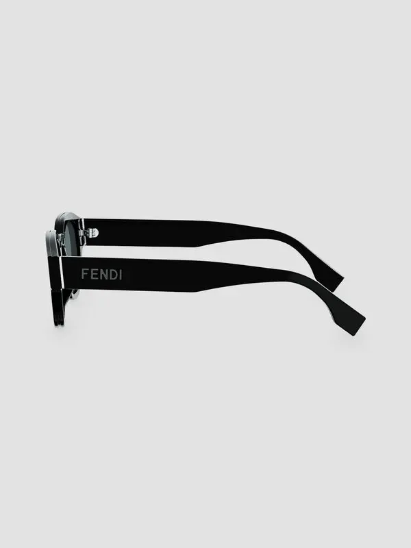 Fendi Signature 48mm Round Sunglasses - Black