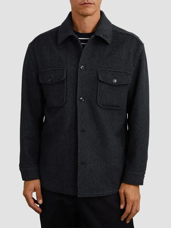 REISS Compton Herringbone Overshirt