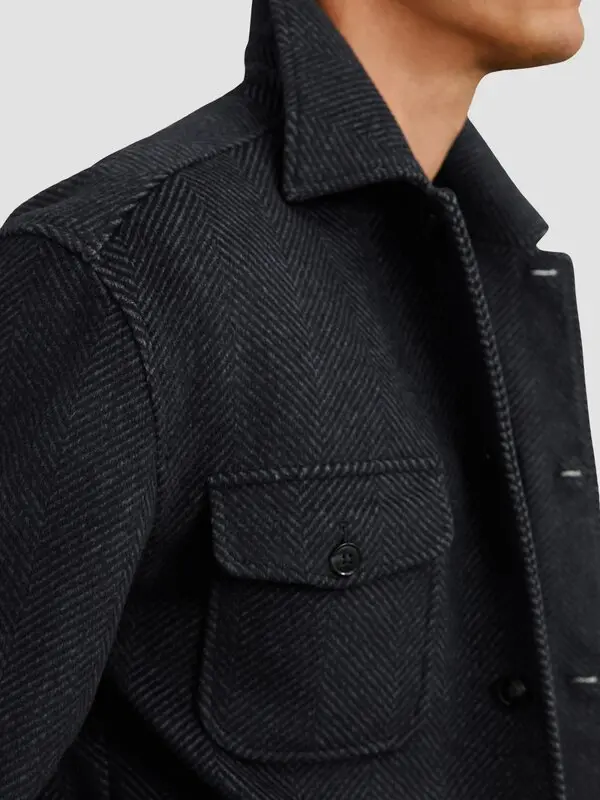 REISS Compton Herringbone Overshirt