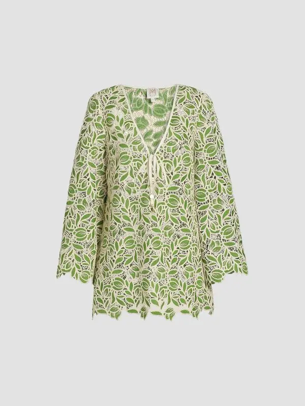 MILLY Leaf Cotton-blend Cover-up Minidress - Green
