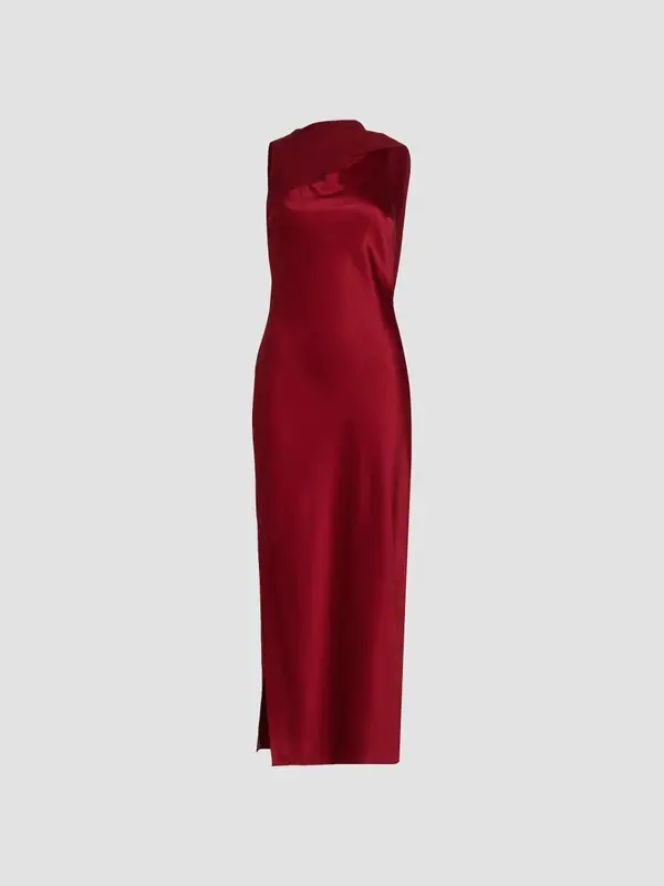 REISS Alula Open-back Sleeveless Satin Dress - Red
