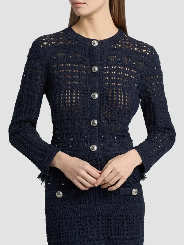 MILLY Beaded Fringe Cardigan Jacket