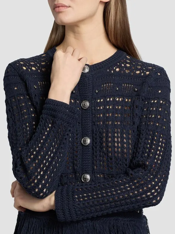 MILLY Beaded Fringe Cardigan Jacket
