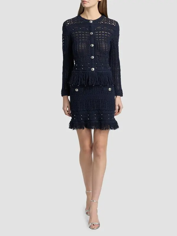 MILLY Beaded Fringe Cardigan Jacket
