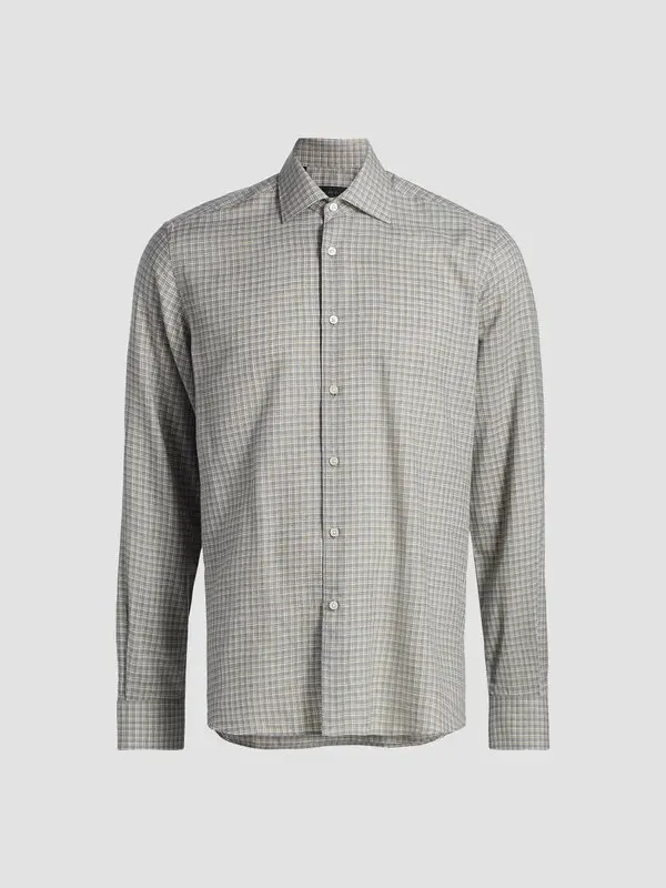 SAKS FIFTH AVENUE Collection Check Wool-blend Shirt - Grey