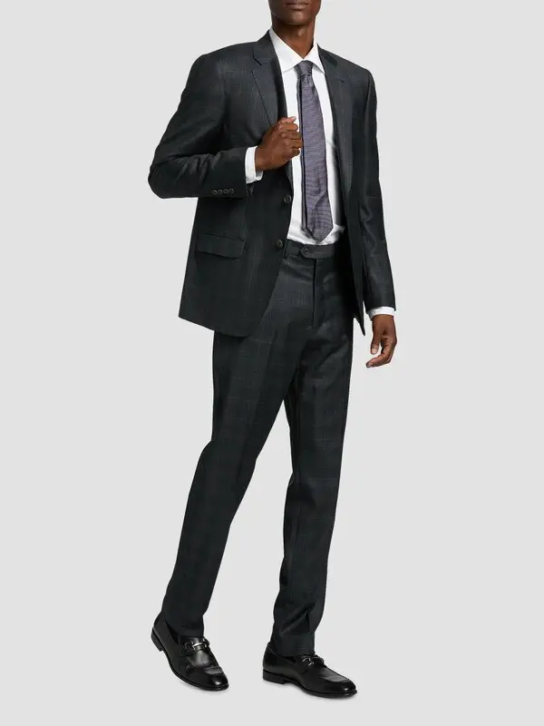 Emporio Armani Plaid Wool Single-breasted Suit - Grey
