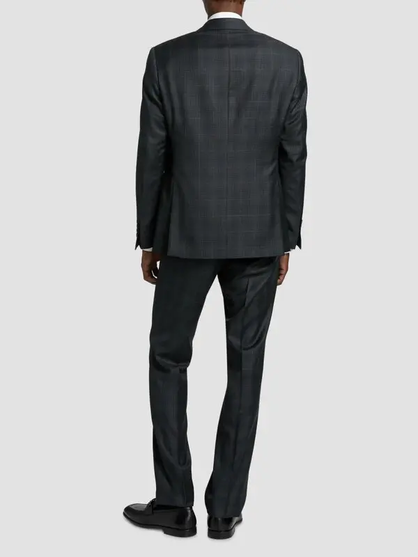 Emporio Armani Plaid Wool Single-breasted Suit - Grey
