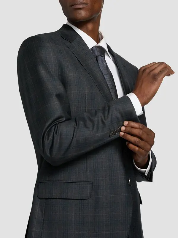 Emporio Armani Plaid Wool Single-breasted Suit - Grey
