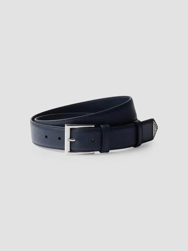 Prada Saffiano Leather Belt - Blue