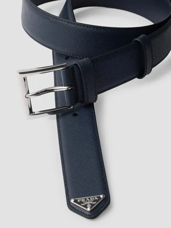 Prada Saffiano Leather Belt - Blue
