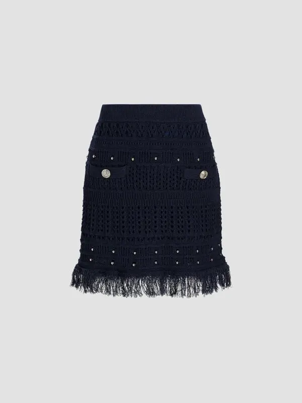 MILLY Beaded Fringe Miniskirt
