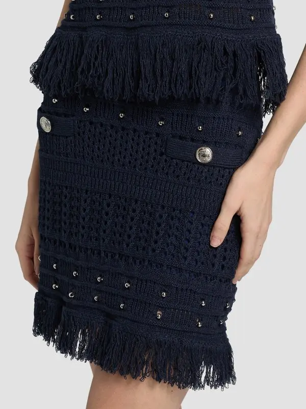 MILLY Beaded Fringe Miniskirt
