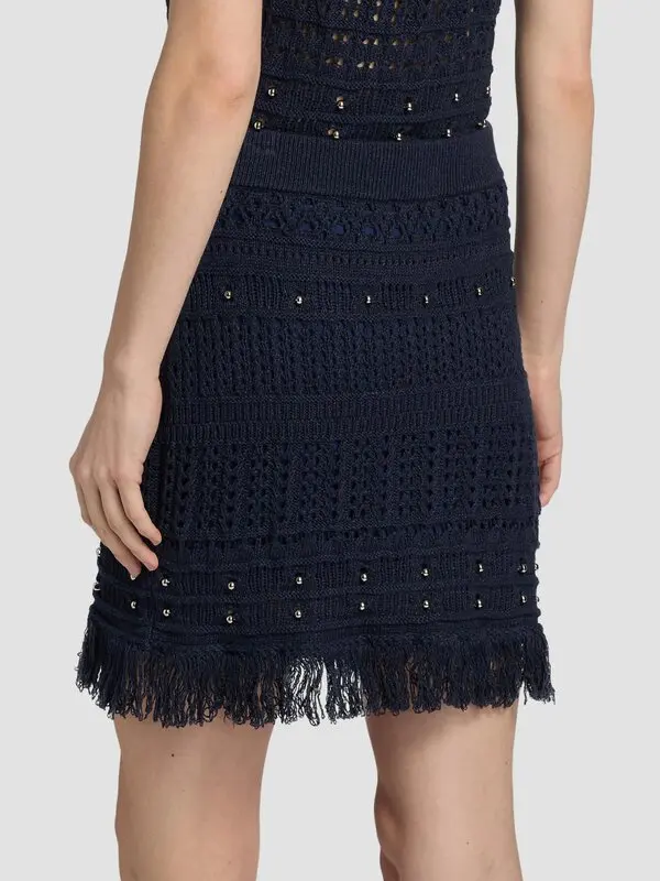MILLY Beaded Fringe Miniskirt