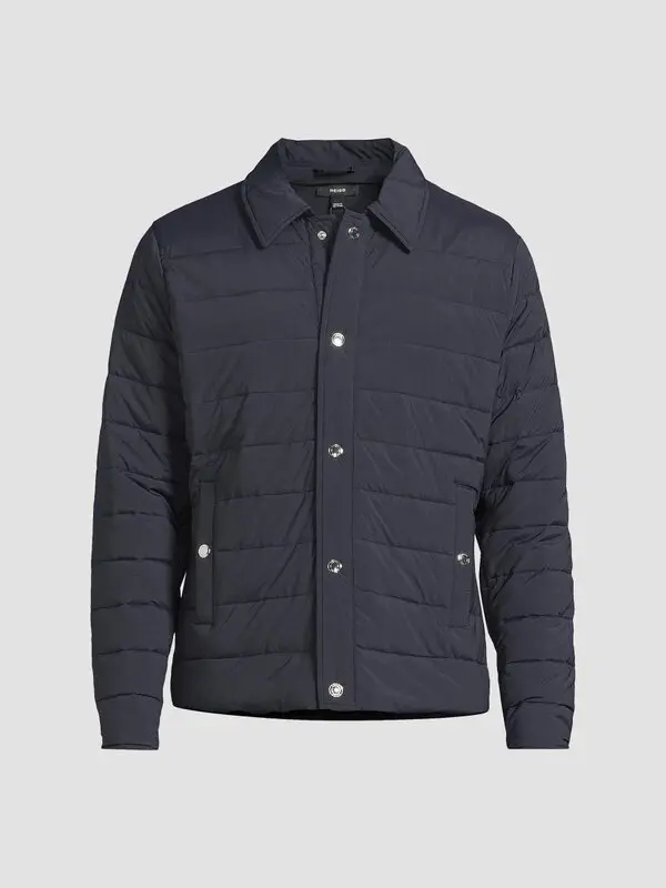 REISS Harrison Quilted Snap-front Jacket - Navy