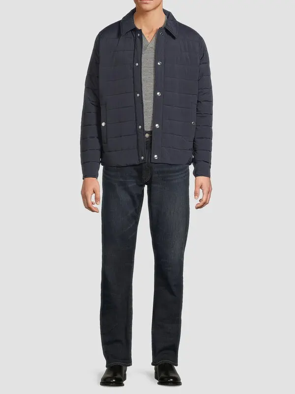 REISS Harrison Quilted Snap-front Jacket - Navy