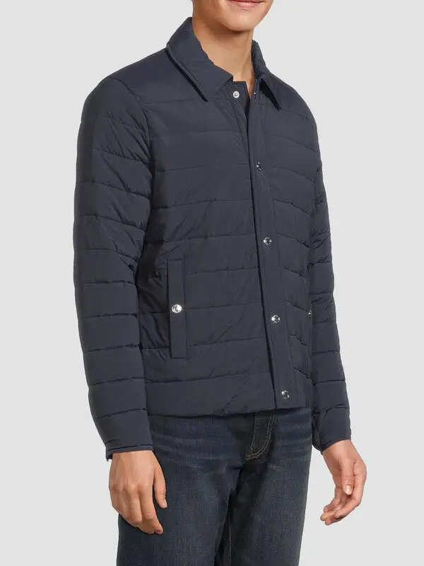 REISS Harrison Quilted Snap-front Jacket - Navy