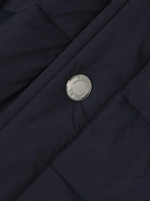 REISS Harrison Quilted Snap-front Jacket - Navy