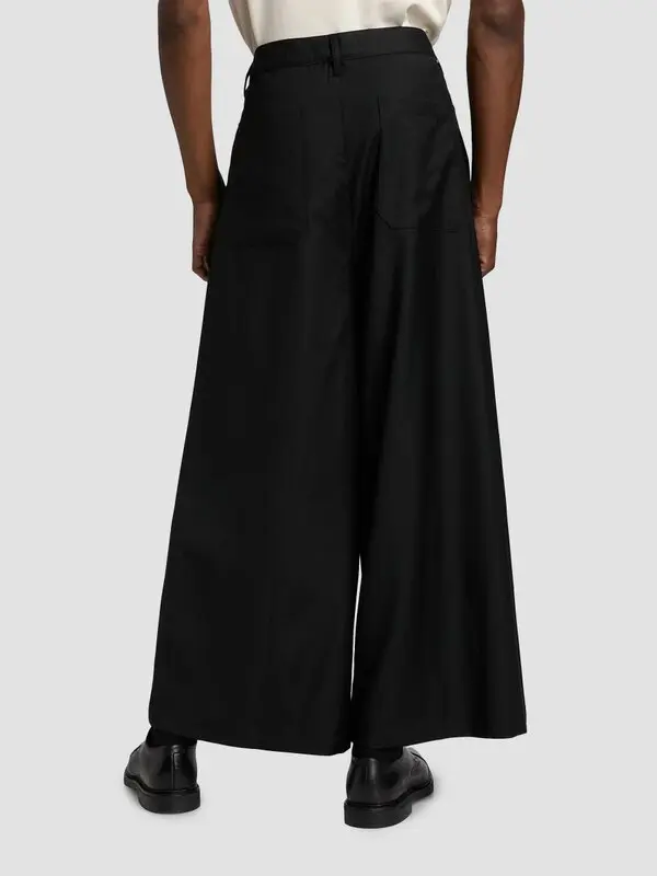 GLASS CYPRESS Wool Embroidered Wide-leg Pants