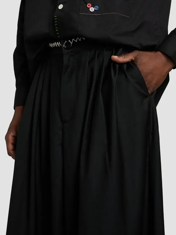 GLASS CYPRESS Wool Embroidered Wide-leg Pants