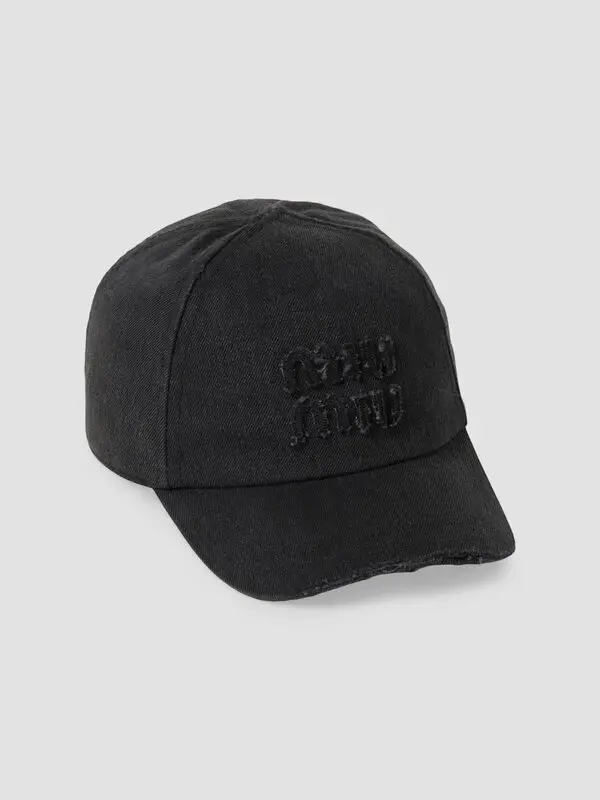 Miu Miu Denim Baseball Cap - Black