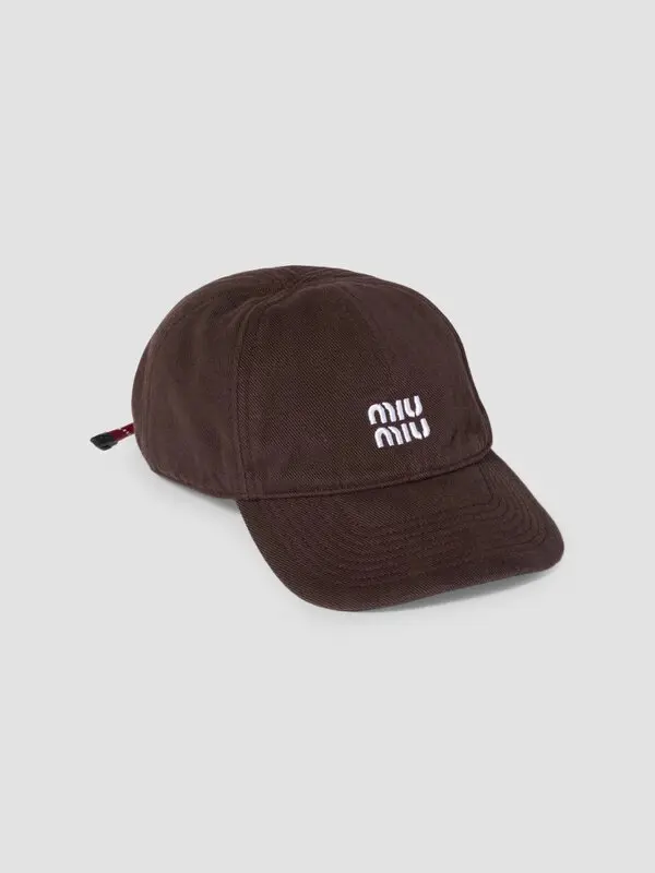 Miu Miu Denim Baseball Cap - Dark Red