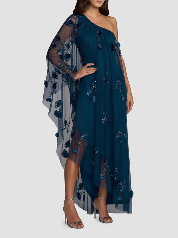 Mac Duggal Embellished Trapeze One-shoulder Gown