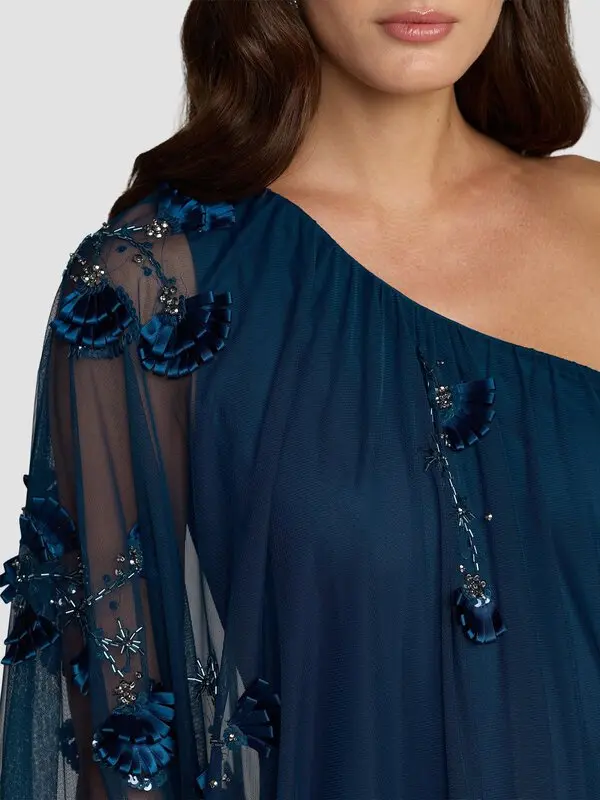 Mac Duggal Embellished Trapeze One-shoulder Gown