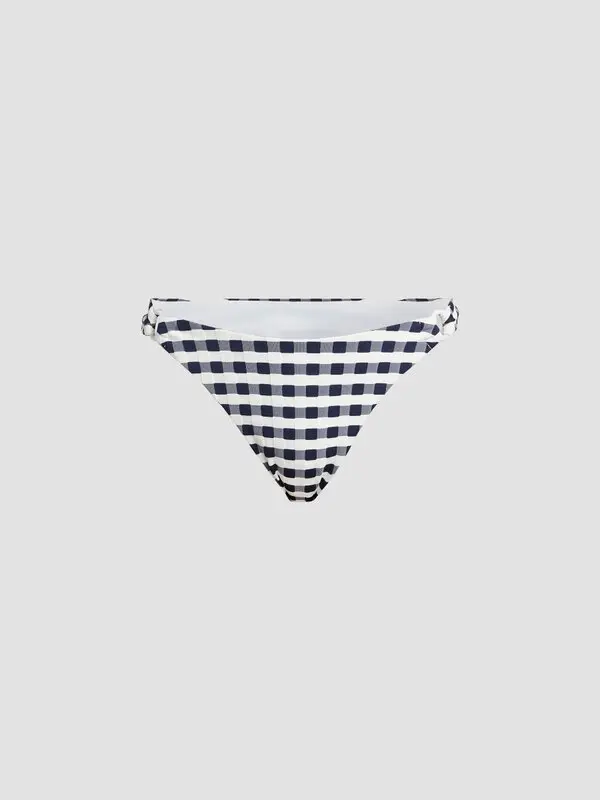 MILLY Cottage Gingham Bikini Bottom - Navy