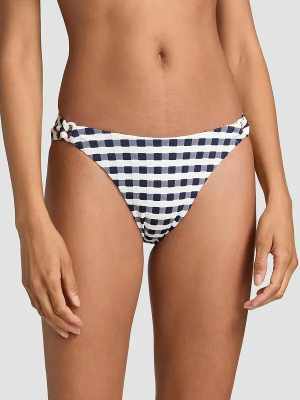 MILLY Cottage Gingham Bikini Bottom - Navy