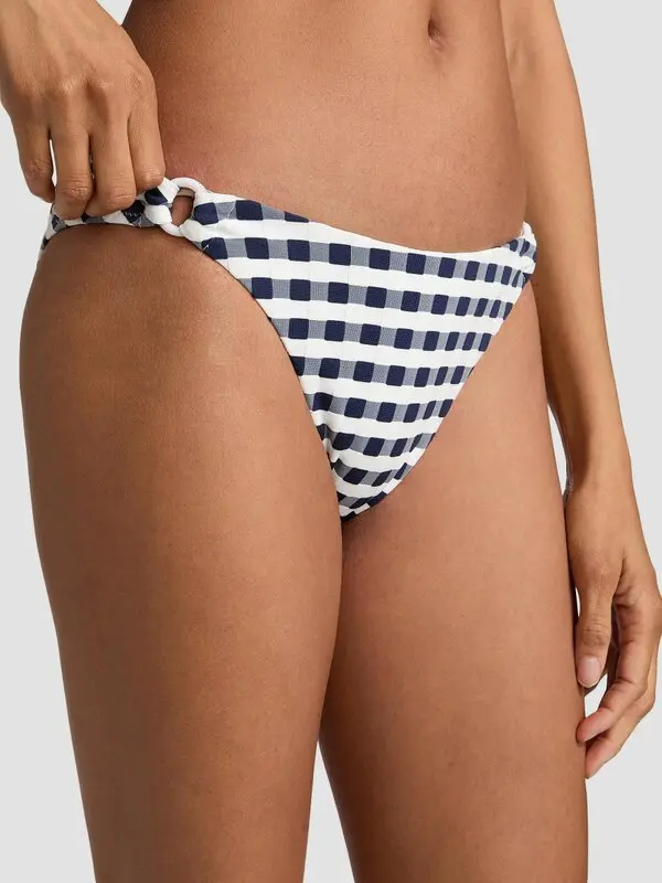 MILLY Cottage Gingham Bikini Bottom - Navy